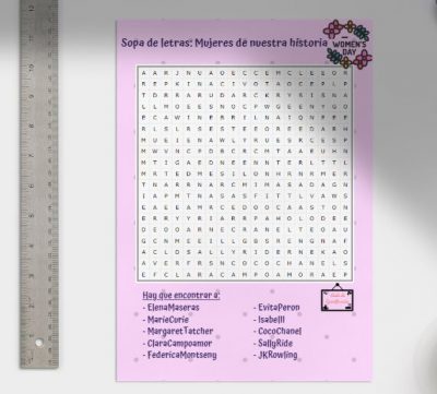 Día de la mujer: sopa de letras – Aula de gamificación